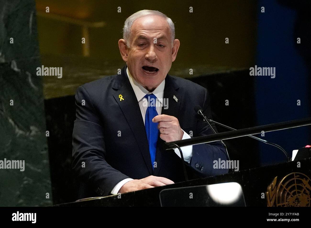 Prime Minister of Israel Benjamin Netanyahu addresses the 79th session ...