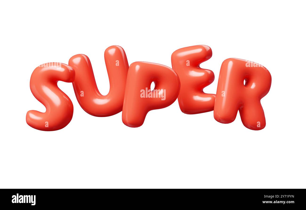 Super red Inflatable flying word for promotion design. 3D render ...