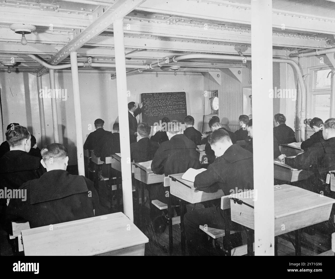 Cadets and a new HMS Worcester training ship.1940 Stock Photo - Alamy