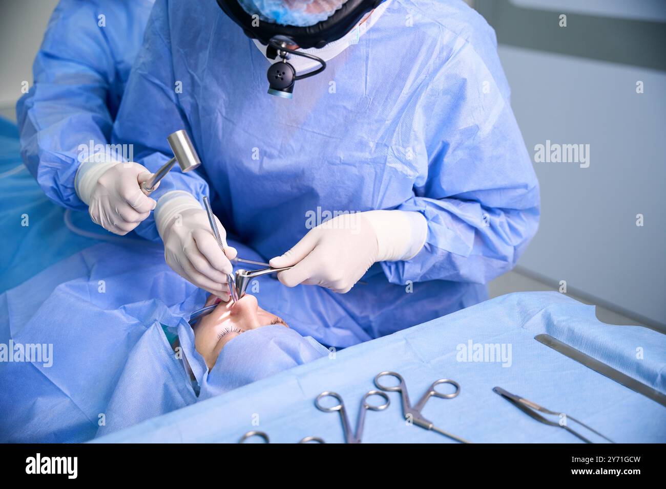 Surgery to straighten a deviated nasal septum Stock Photo - Alamy
