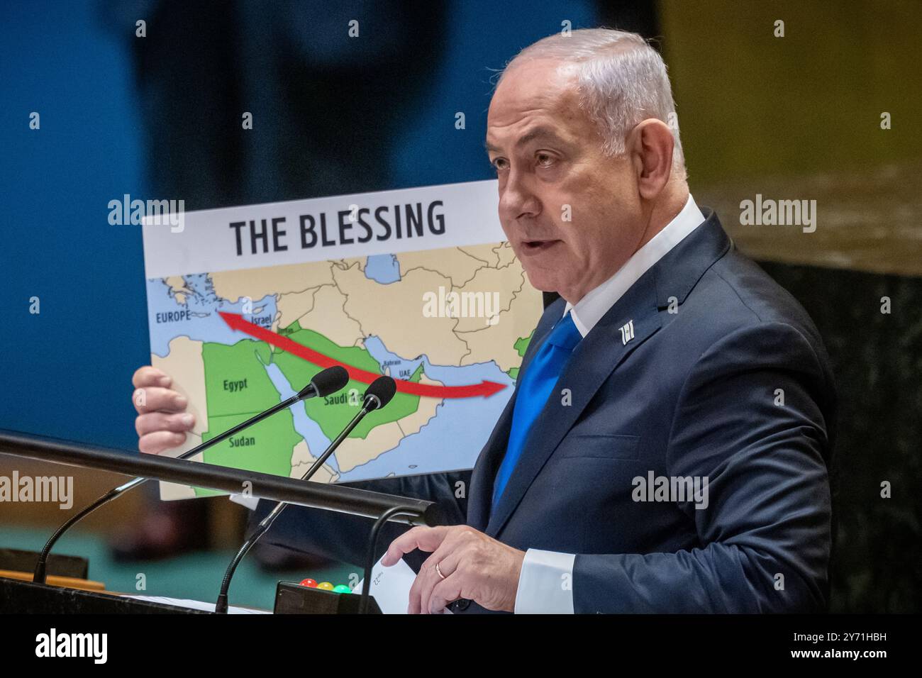 New York, USA. 27th Sep, 2024. Benjamin Netanyahu, Prime Minister of ...