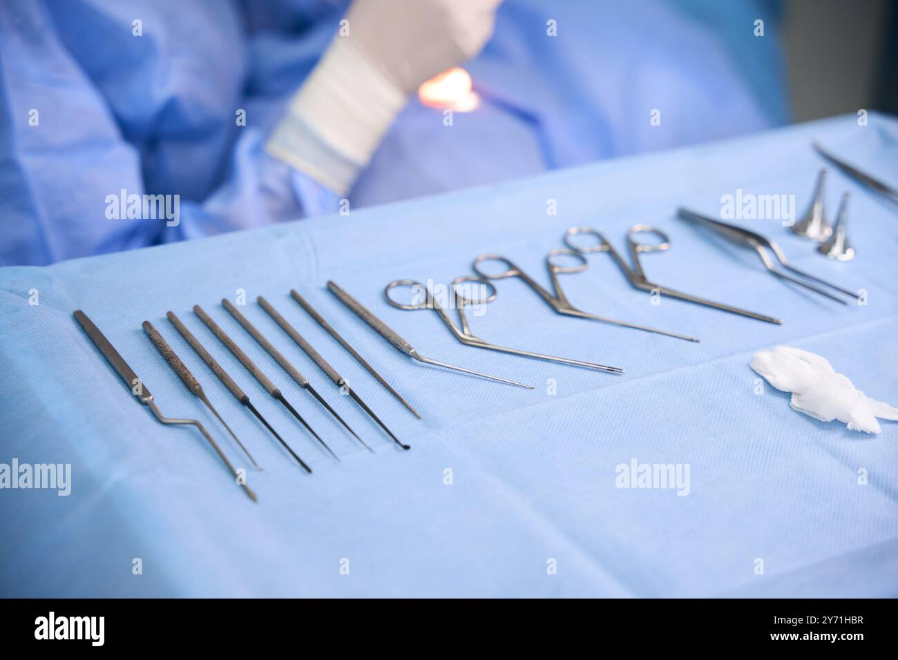 Doctors use a set of special surgical instruments for the operation ...
