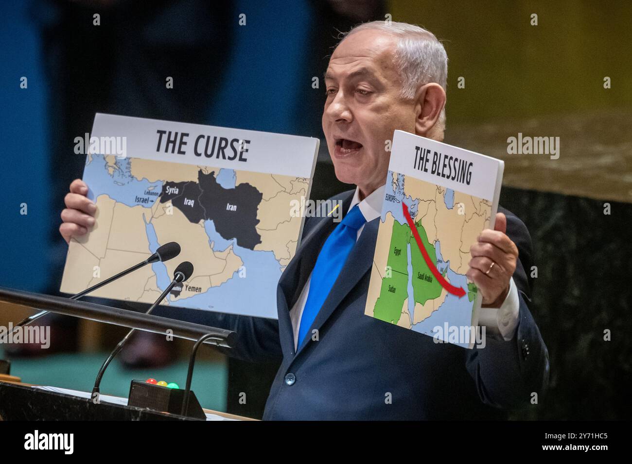 New York, USA. 27th Sep, 2024. Benjamin Netanyahu, Prime Minister of ...