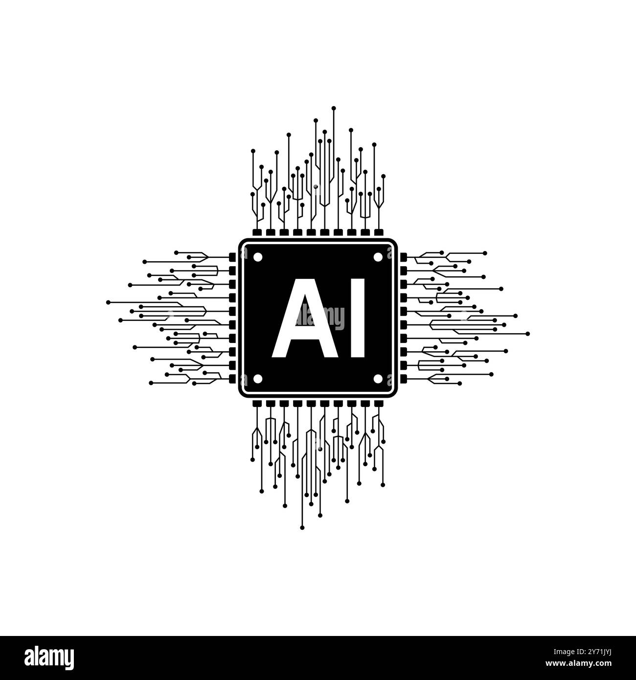 Circuit electronic chip processor, Artificial intelligence Ai logo icon, Digital IT technology ...