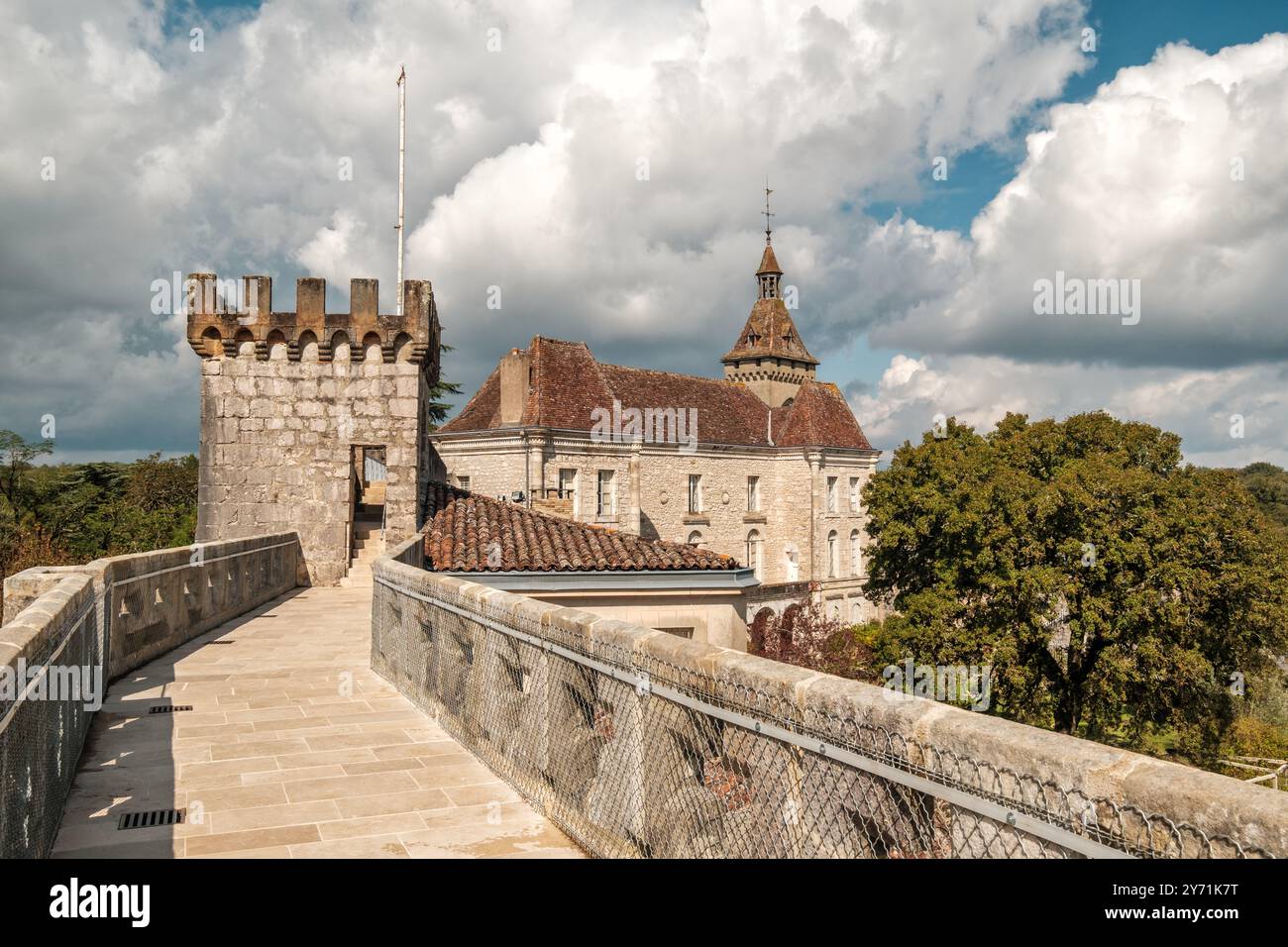 Ramparts of the Chateau on the cliffs above the sacred village of ...