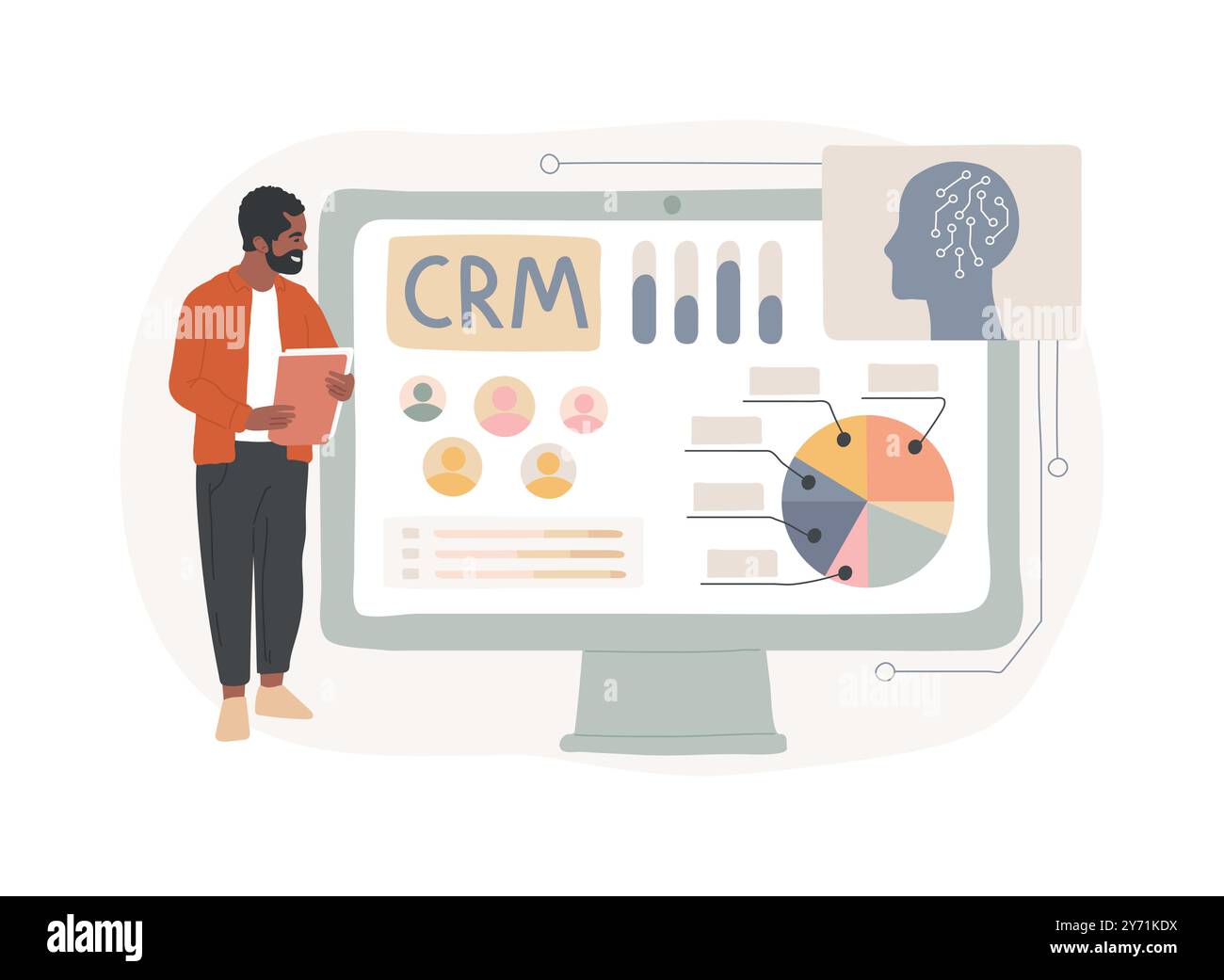 CRM with AI-Generated Insights abstract concept vector illustration ...