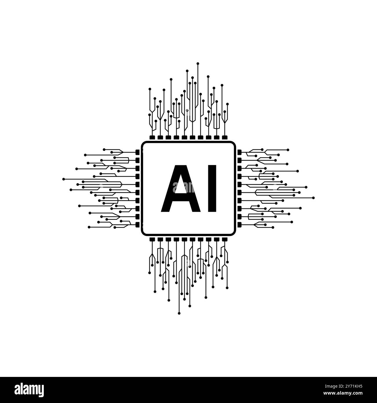 Circuit electronic chip processor, Artificial intelligence Ai logo icon, Digital IT technology ...