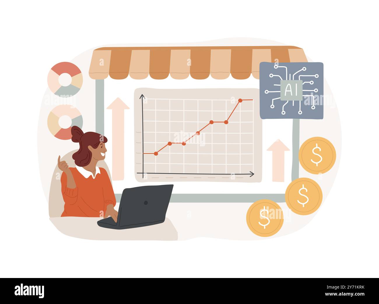 Ai Improved Sales Forecasting Abstract Concept Vector Illustration
