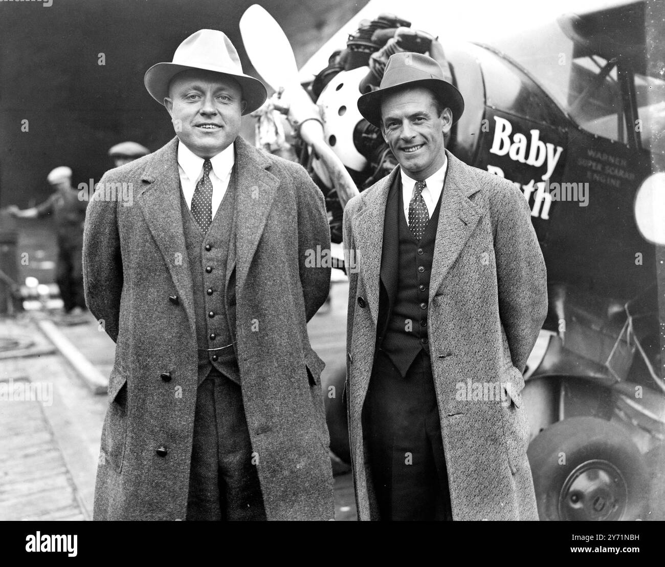 Two airmen Mr Jack Wright and Mr John Polando Warner arrive in ...