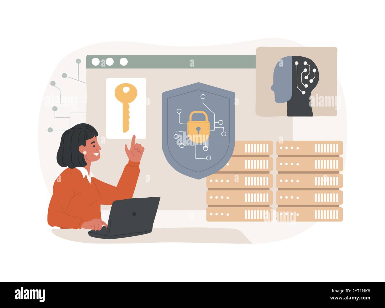 Ai Enhanced Data Security Abstract Concept Vector Illustration Stock