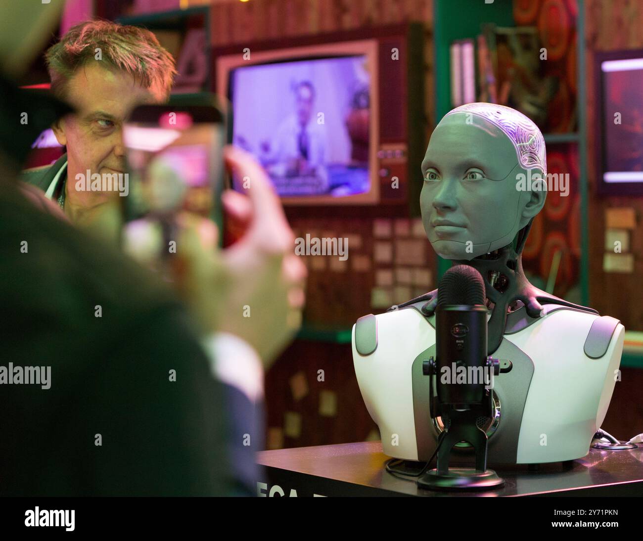 Torino, Italy. 26th Sep, 2024. Human shaped robot Ameca Desktop by ...