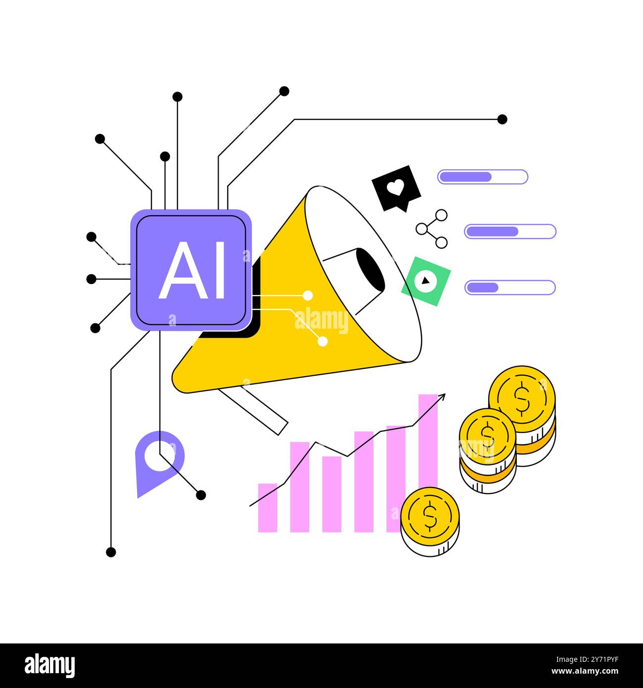 AI-Identified Social Media Sales Insights abstract concept vector ...