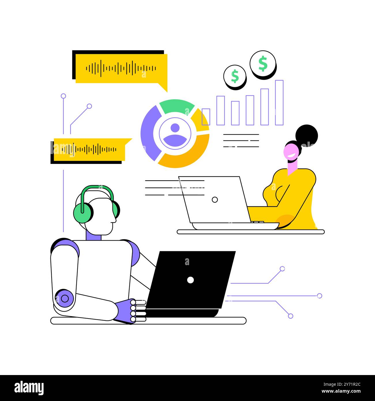 AI-Driven Call Analysis abstract concept vector illustration Stock ...