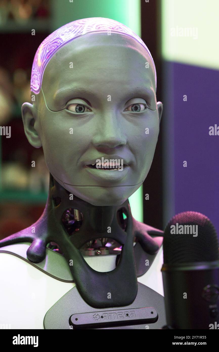 Turin, Italy. 26th September 2024. Human shaped robot Ameca Desktop by ...