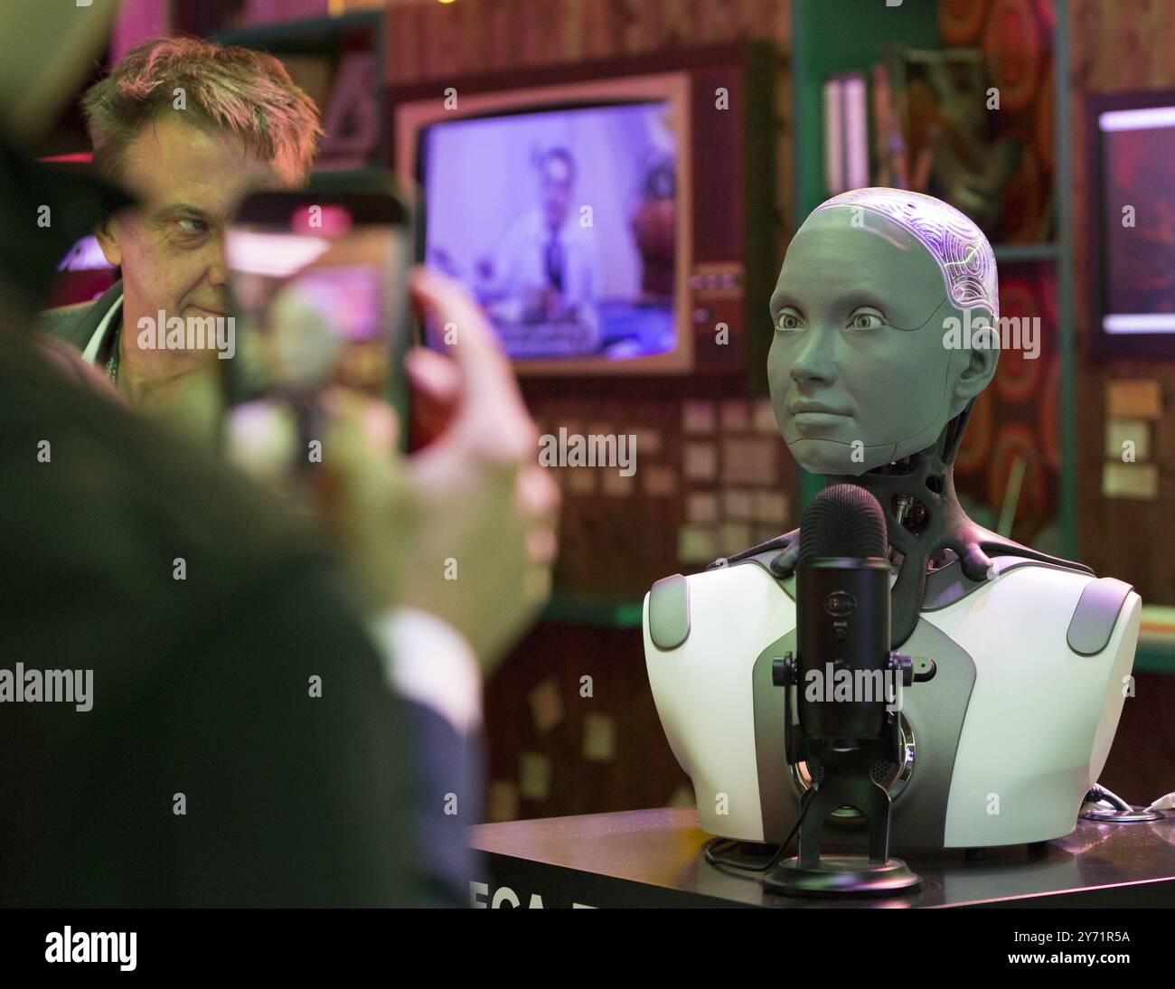 Turin, Italy. 26th September 2024. Human shaped robot Ameca Desktop by ...