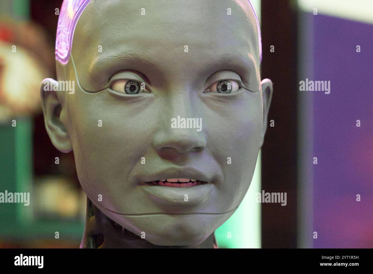 Turin, Italy. 26th September 2024. Human shaped robot Ameca Desktop by ...