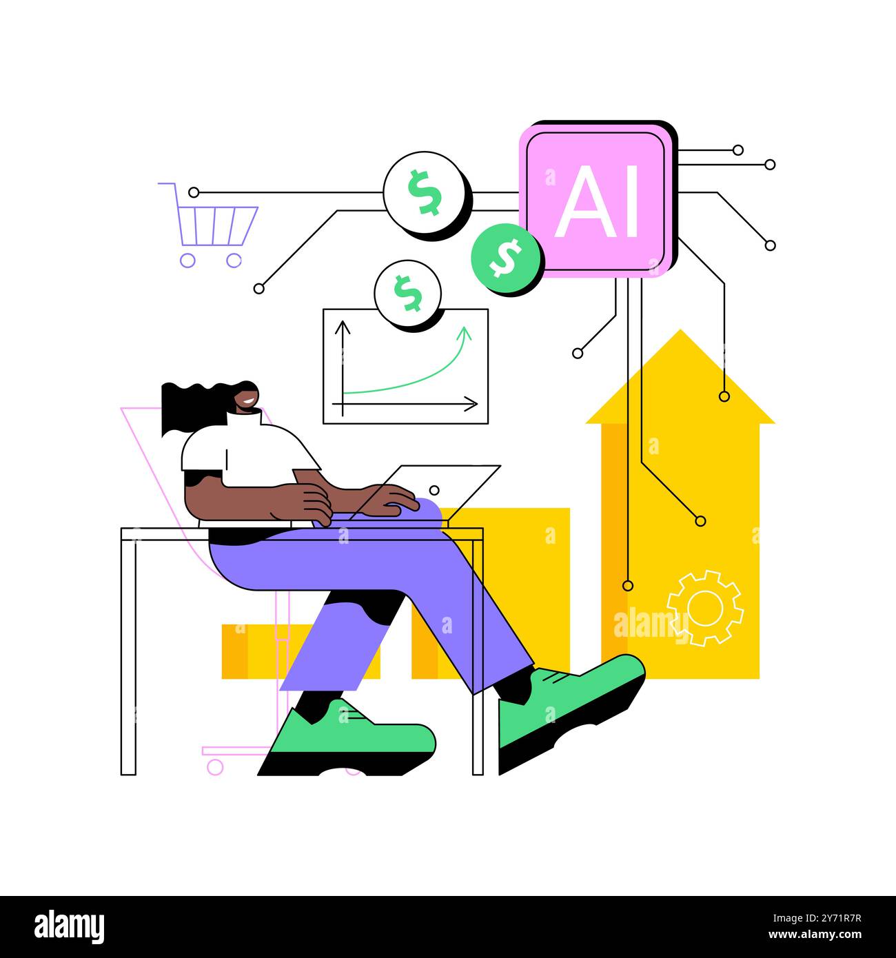 Ai Improved Sales Forecasting Abstract Concept Vector Illustration
