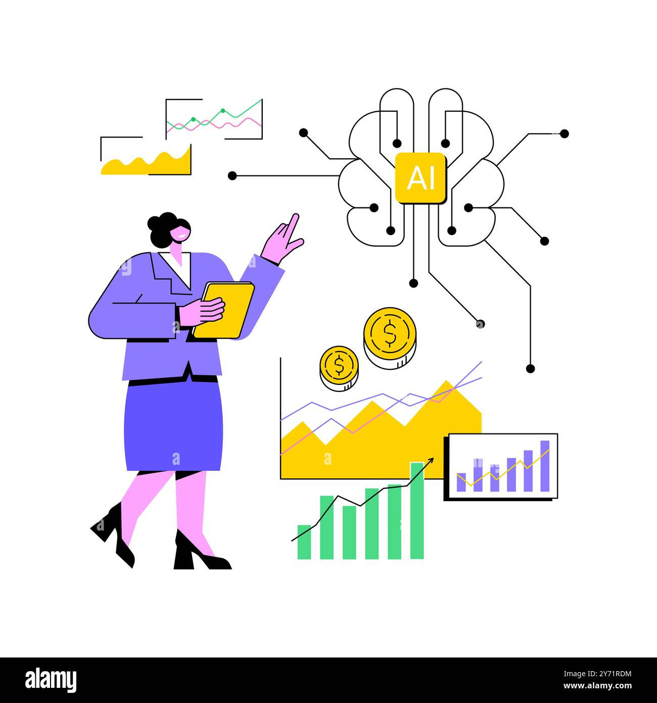 Real-Time Sales Insights with AI abstract concept vector illustration ...