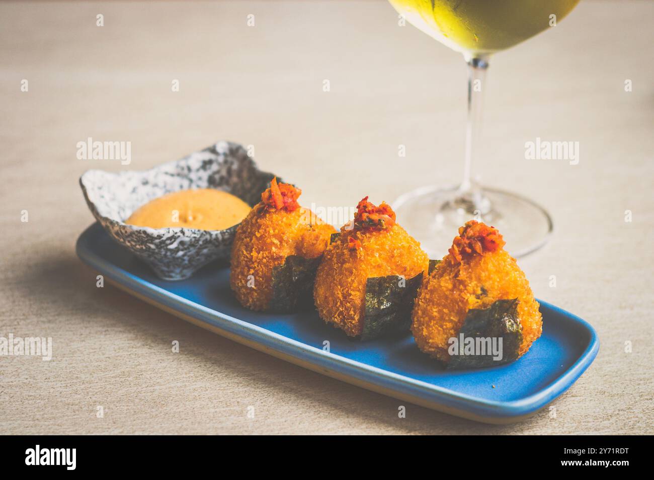 Kimchi Onigiri Arancini Fried breaded rice dumplings, kimchi slaw ...