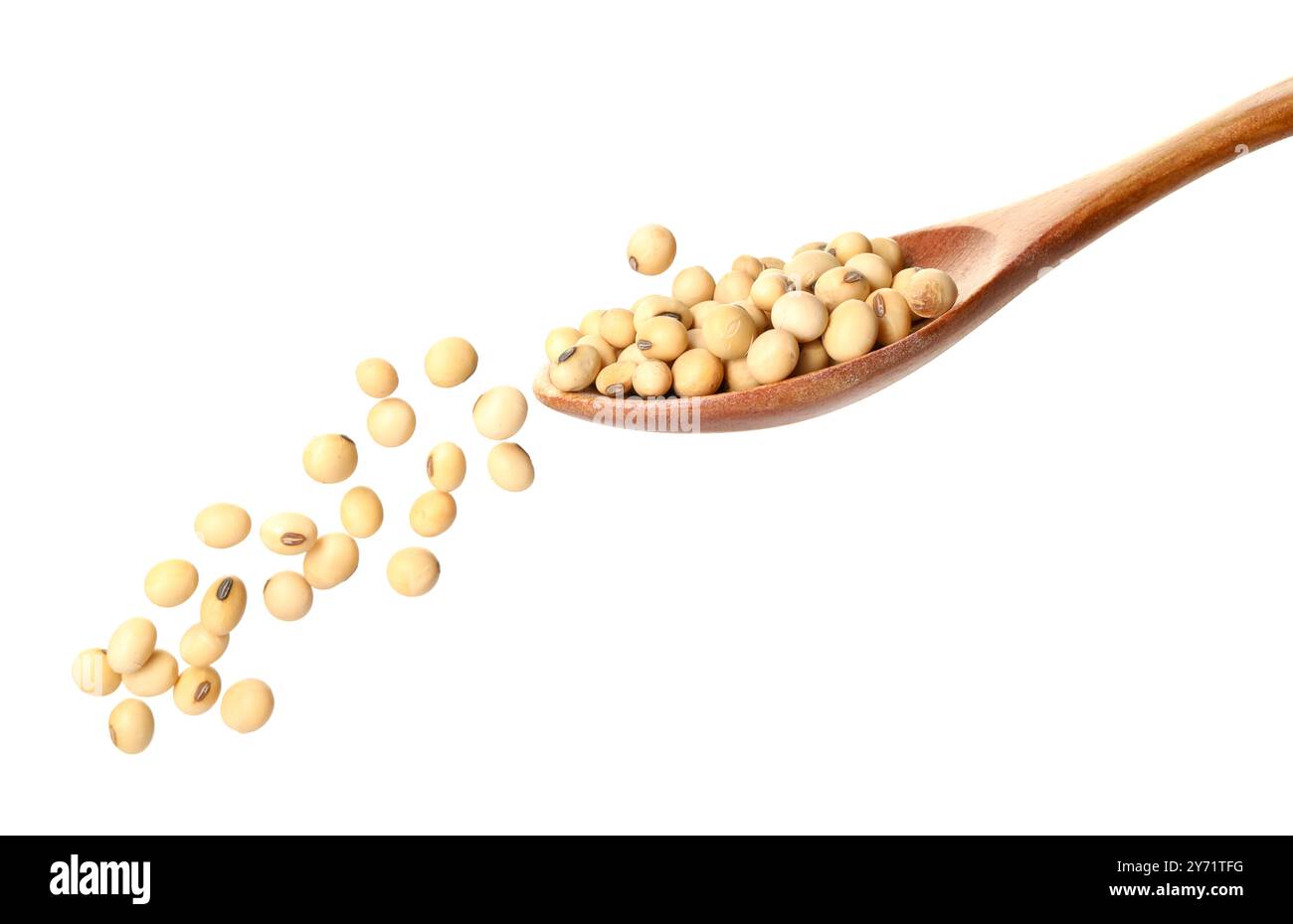 Soya beans wooden spoon Cut Out Stock Images & Pictures - Alamy