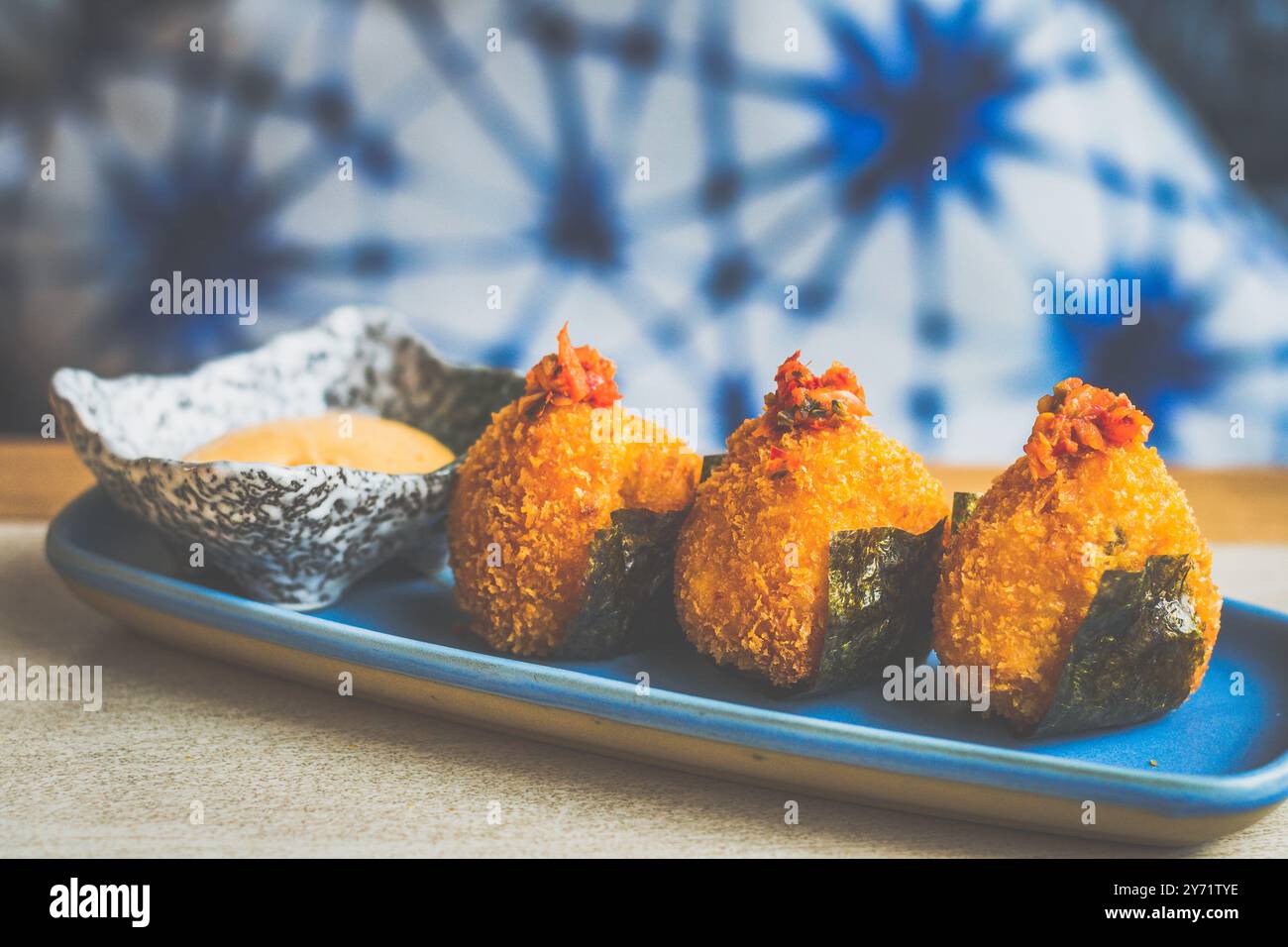 Kimchi Onigiri Arancini Fried breaded rice dumplings, kimchi slaw ...