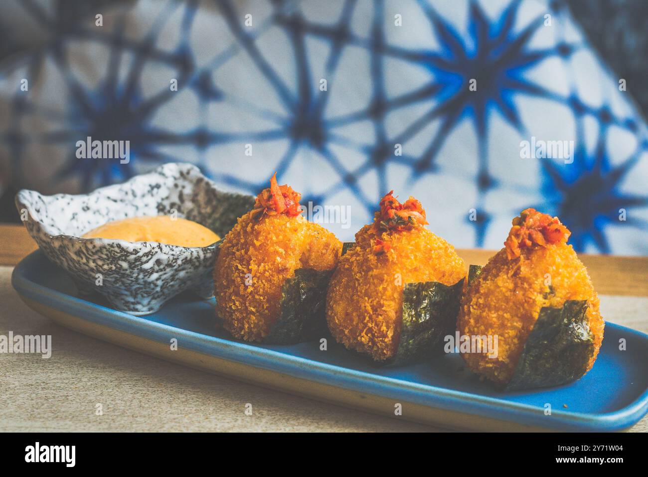 Kimchi Onigiri Arancini Fried breaded rice dumplings, kimchi slaw ...