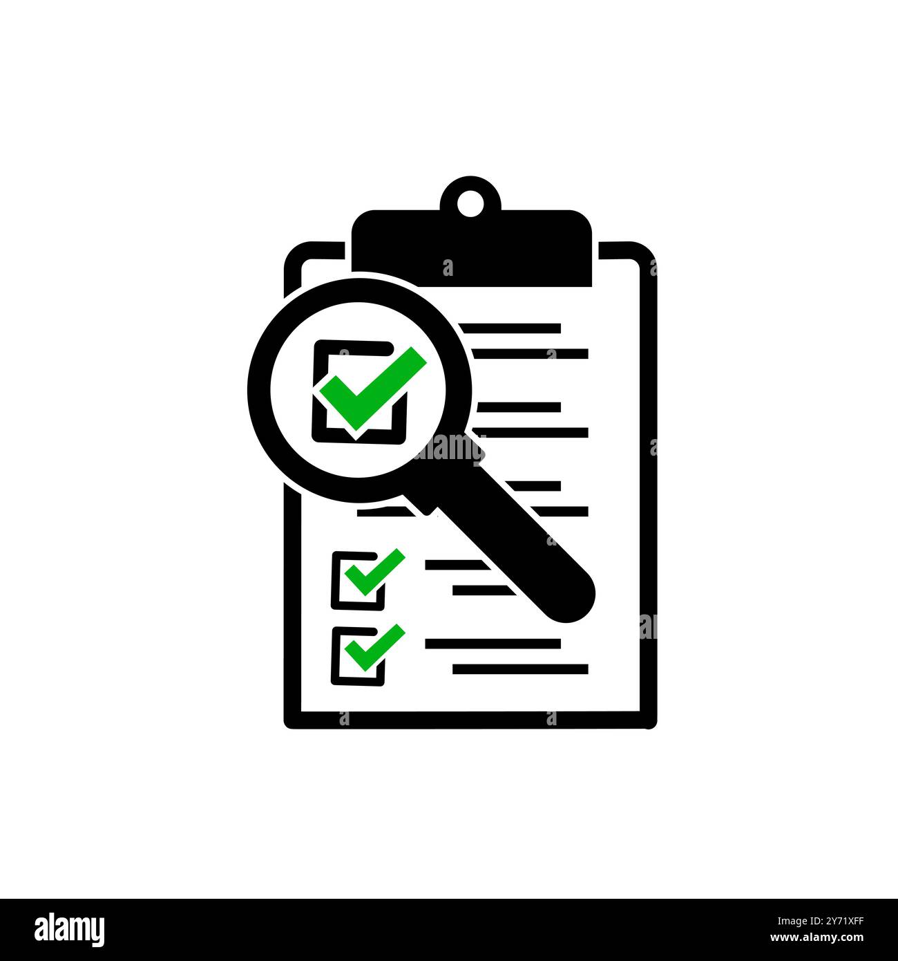 Document check icon vector illustration. Checklist magnifier assessment line icon Stock Vector ...