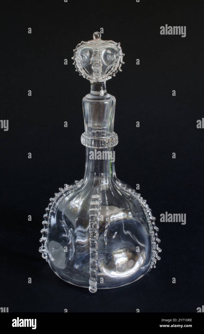 Victorian Glass Decanter with applied trails, dented sides and original ...