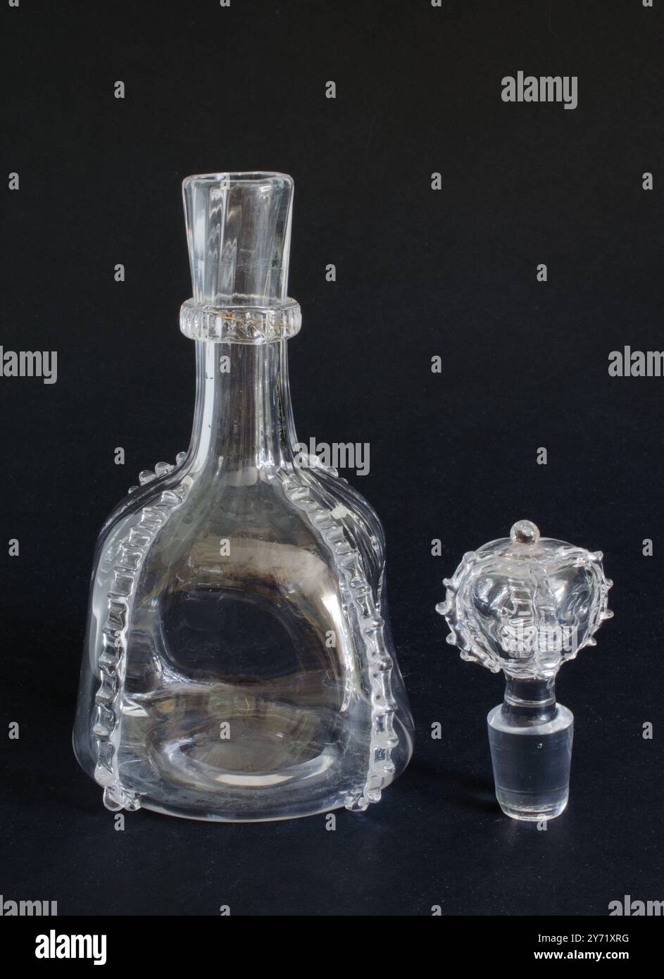 Victorian Glass Decanter with applied trails, dented sides and original ...