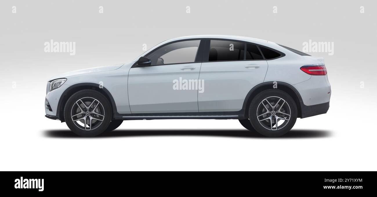 Mercedes-Benz GLE Coupe AMG SUV car side view isolated on white ...