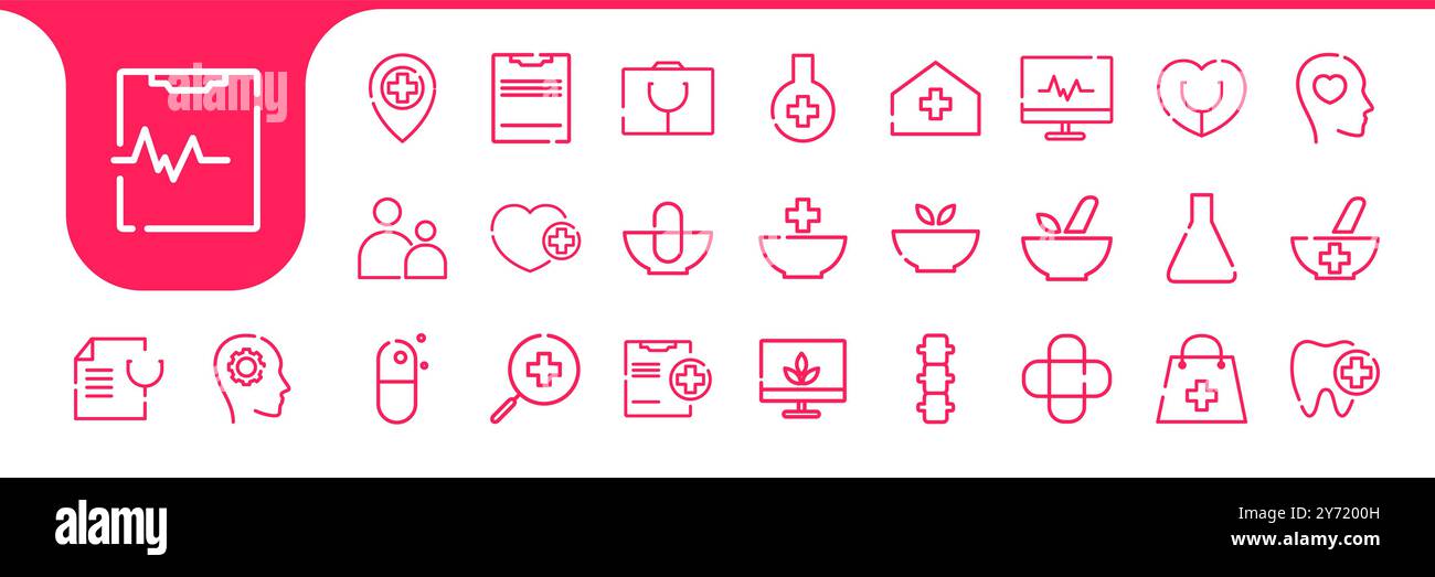 medical line art icon set design vector Stock Vector Image & Art - Alamy