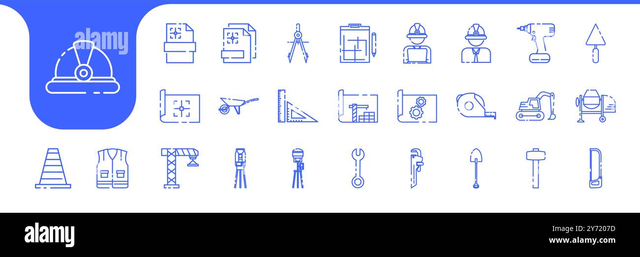 civil engineering equipment lines icon set design vector Stock Vector ...