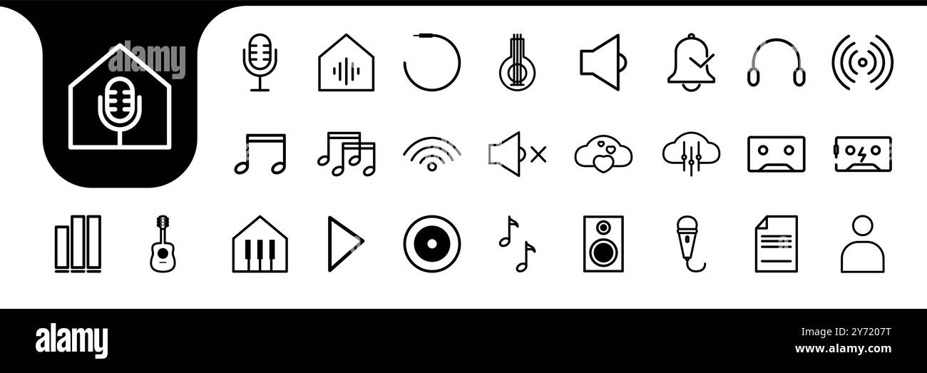 studio record line icon collection design vector Stock Vector Image ...