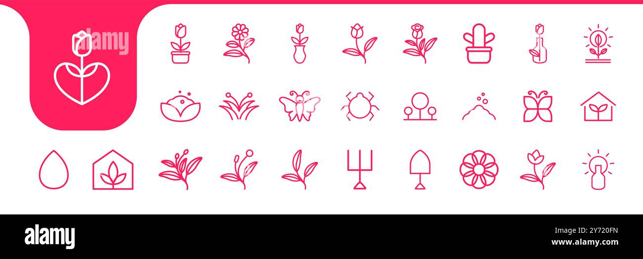 garden line icon set collection design vector Stock Vector Image & Art ...