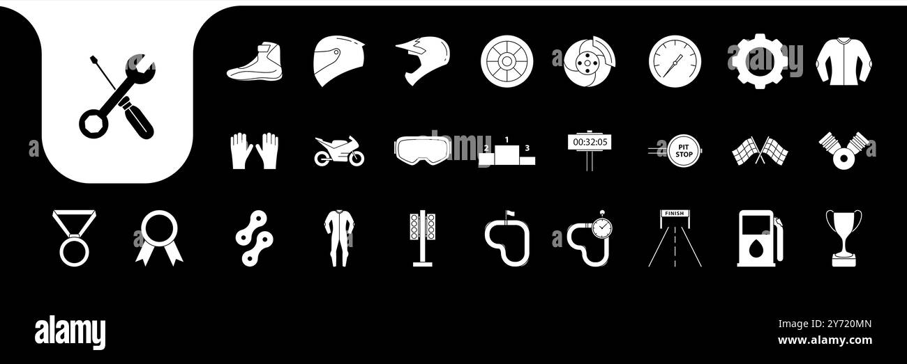 motorcycle racing icon set collection design vector Stock Vector Image ...