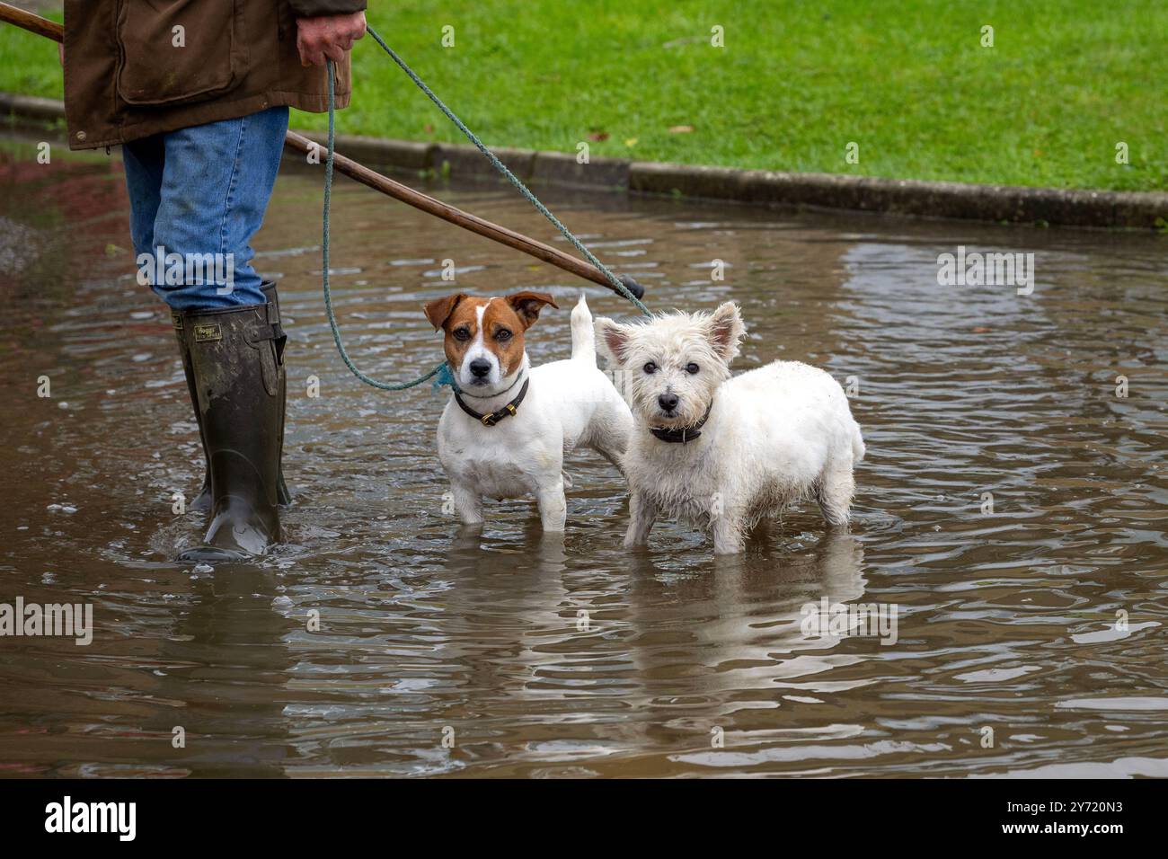 Flooding in the village of Bledington in the Cotswolds, Gloucestershire ...