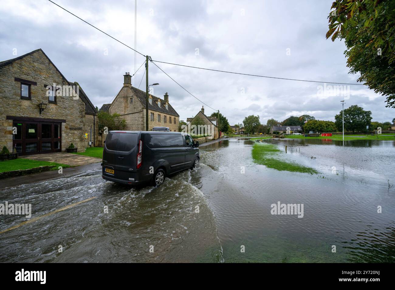 Flooding in the village of Bledington in the Cotswolds, Gloucestershire ...