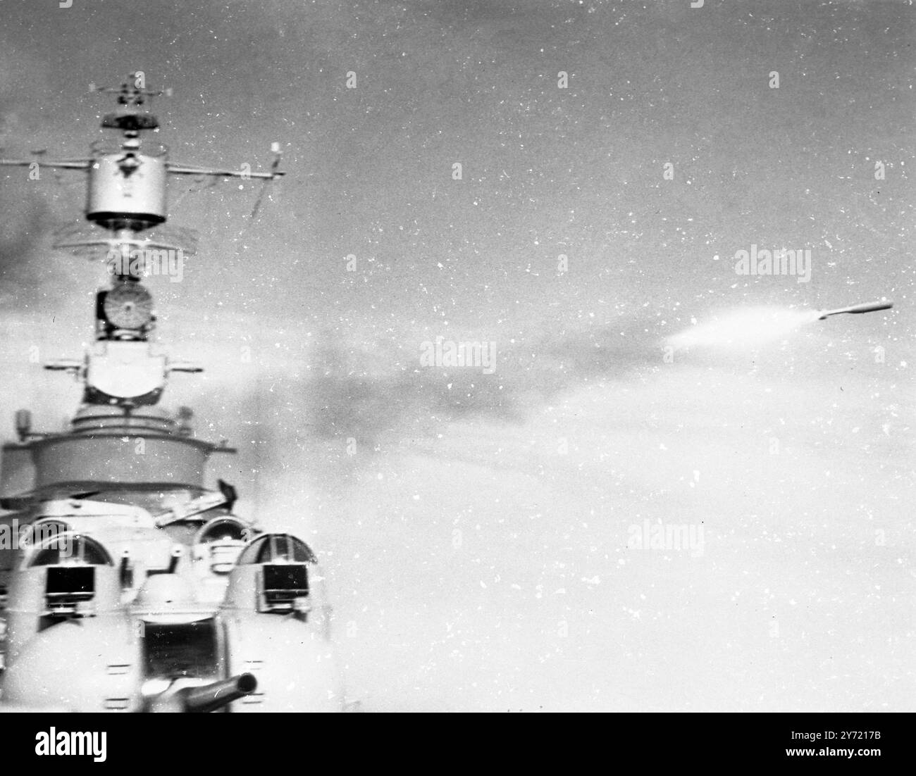 The Anti Submarine weapon Weapon Able is being fired from the launcher ...