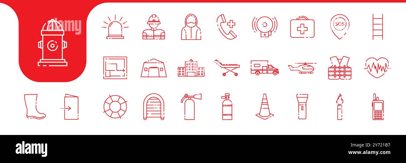 rescue lines icon set collection design vector Stock Vector Image & Art ...