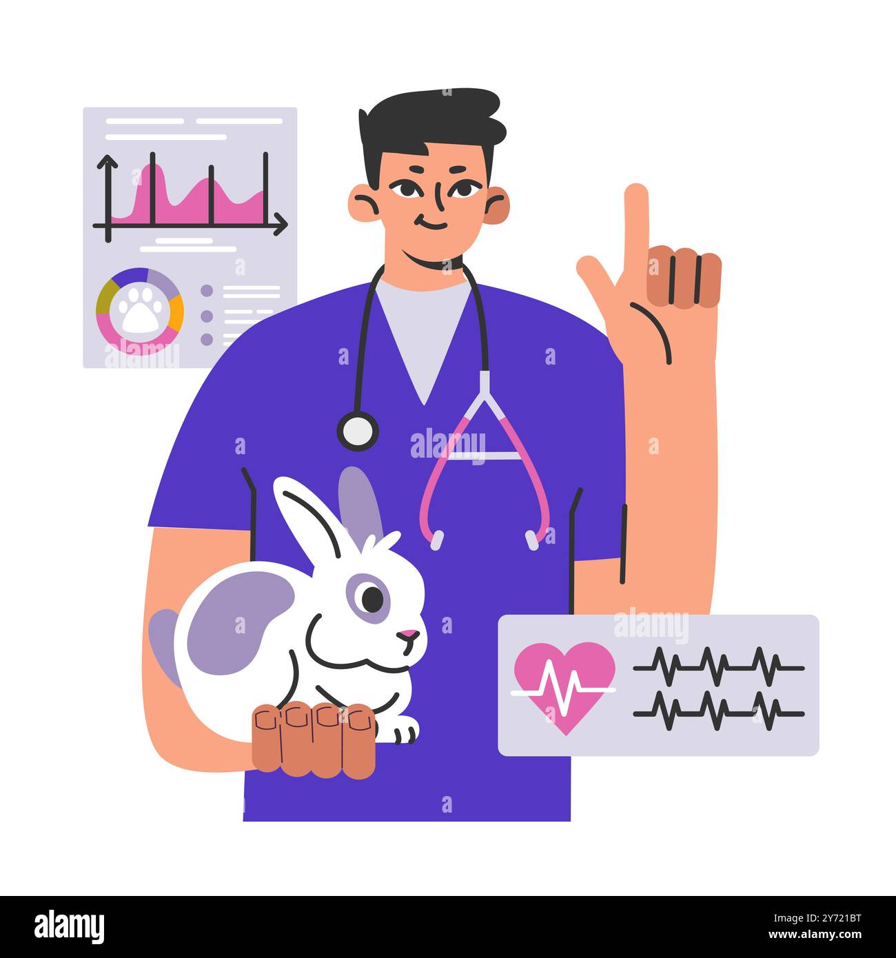 Veterinary appointment. Medical clinic for pets. Rabbit health check ...