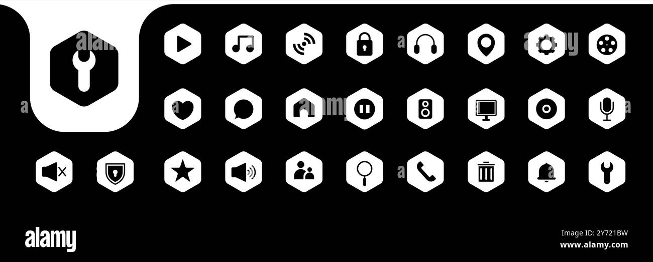 hexagonal icon set collection design vector Stock Vector Image & Art ...