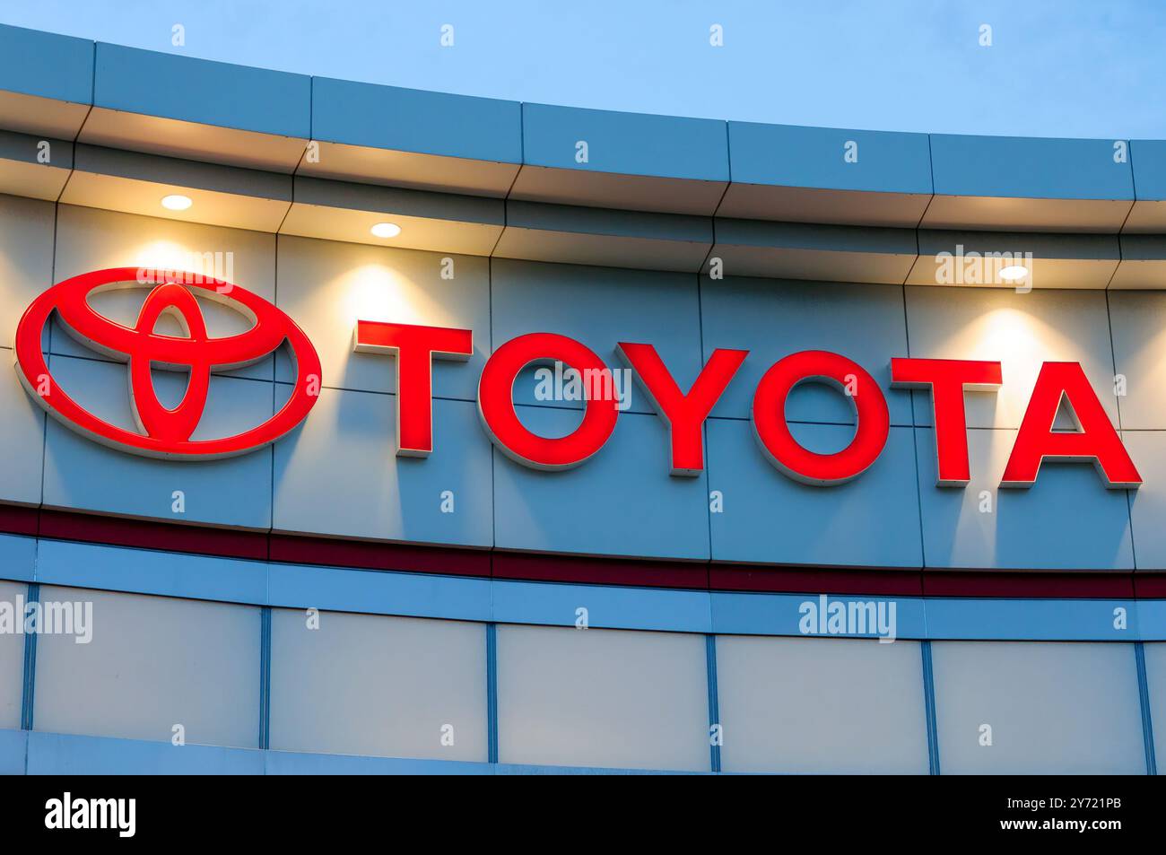 Toronto, Canada - September 5, 2024: A Toyota sign in dealership ...