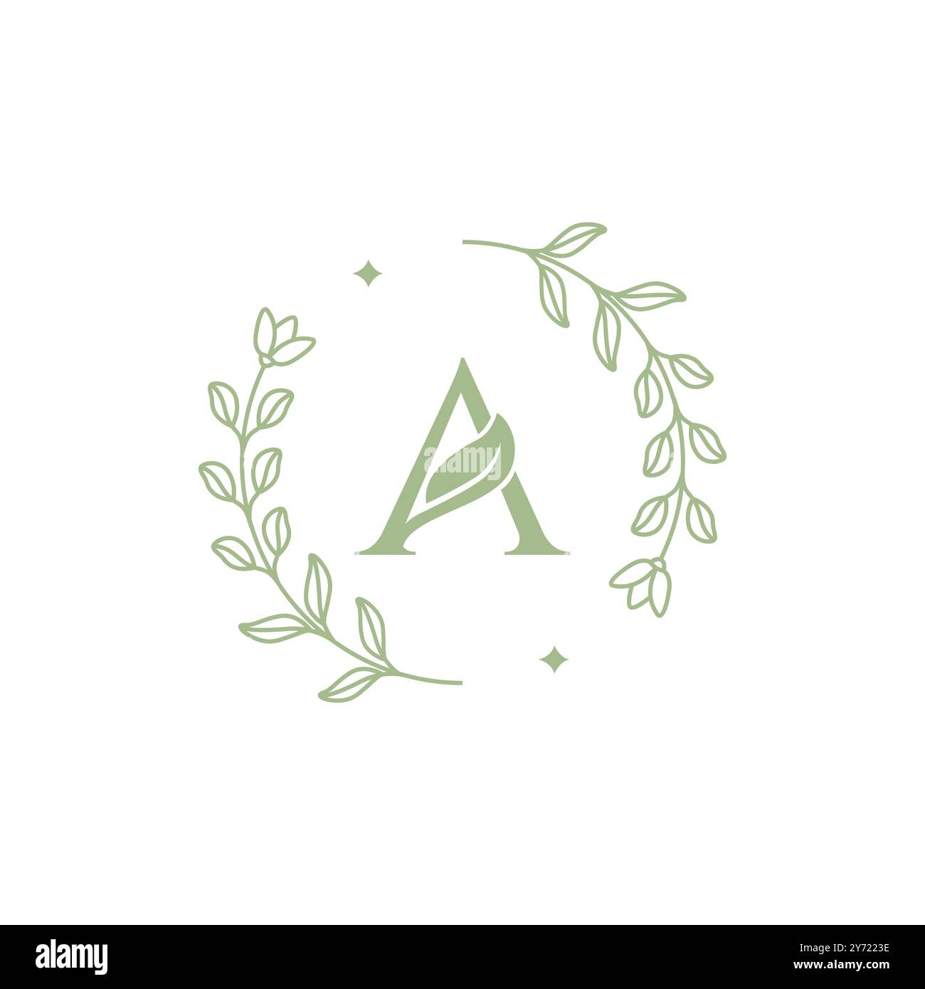 circle leaf badge feminine simple logo design vector Stock Vector Image ...