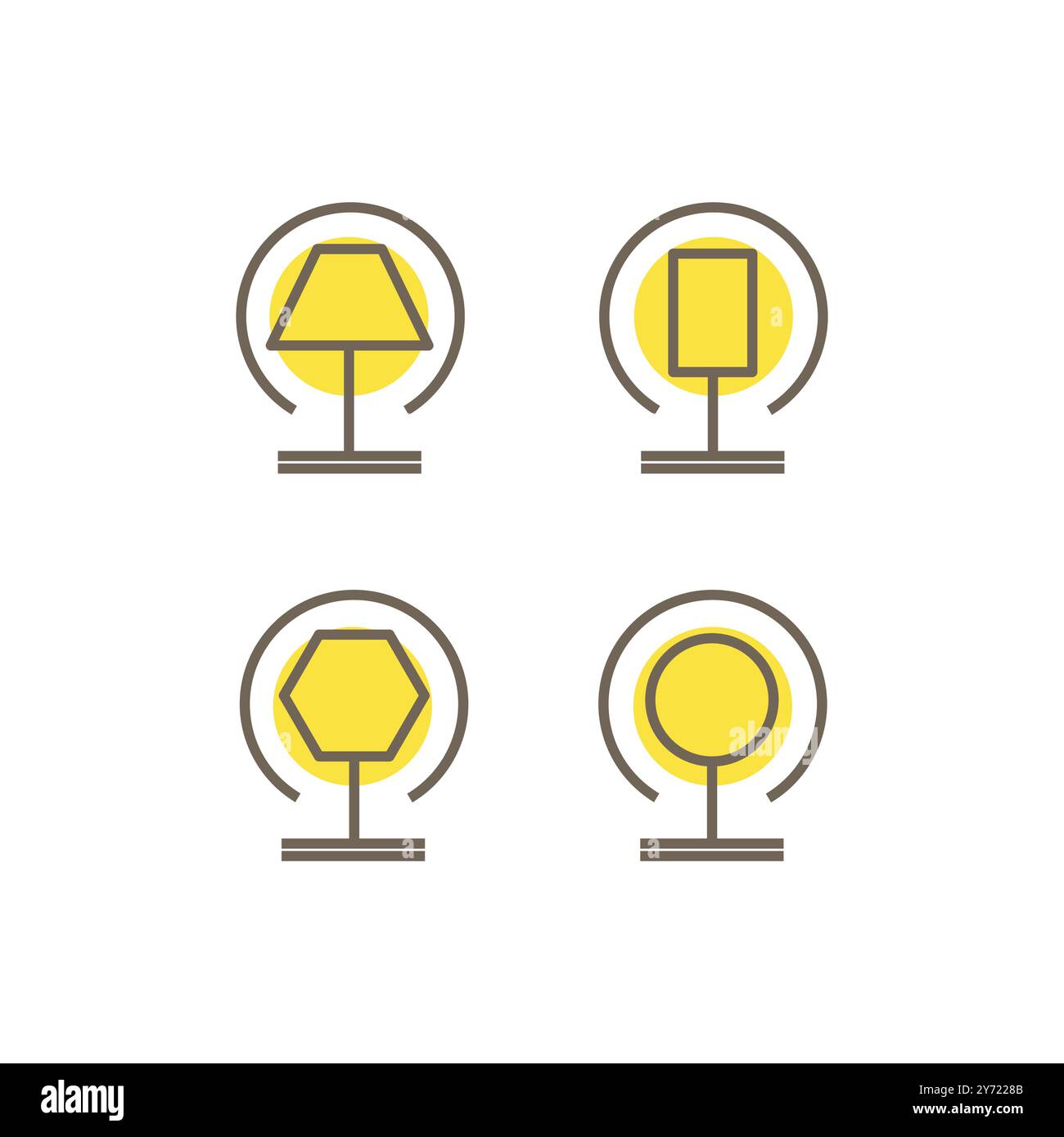 minimalist table lighting interior set icon design vector Stock Vector ...
