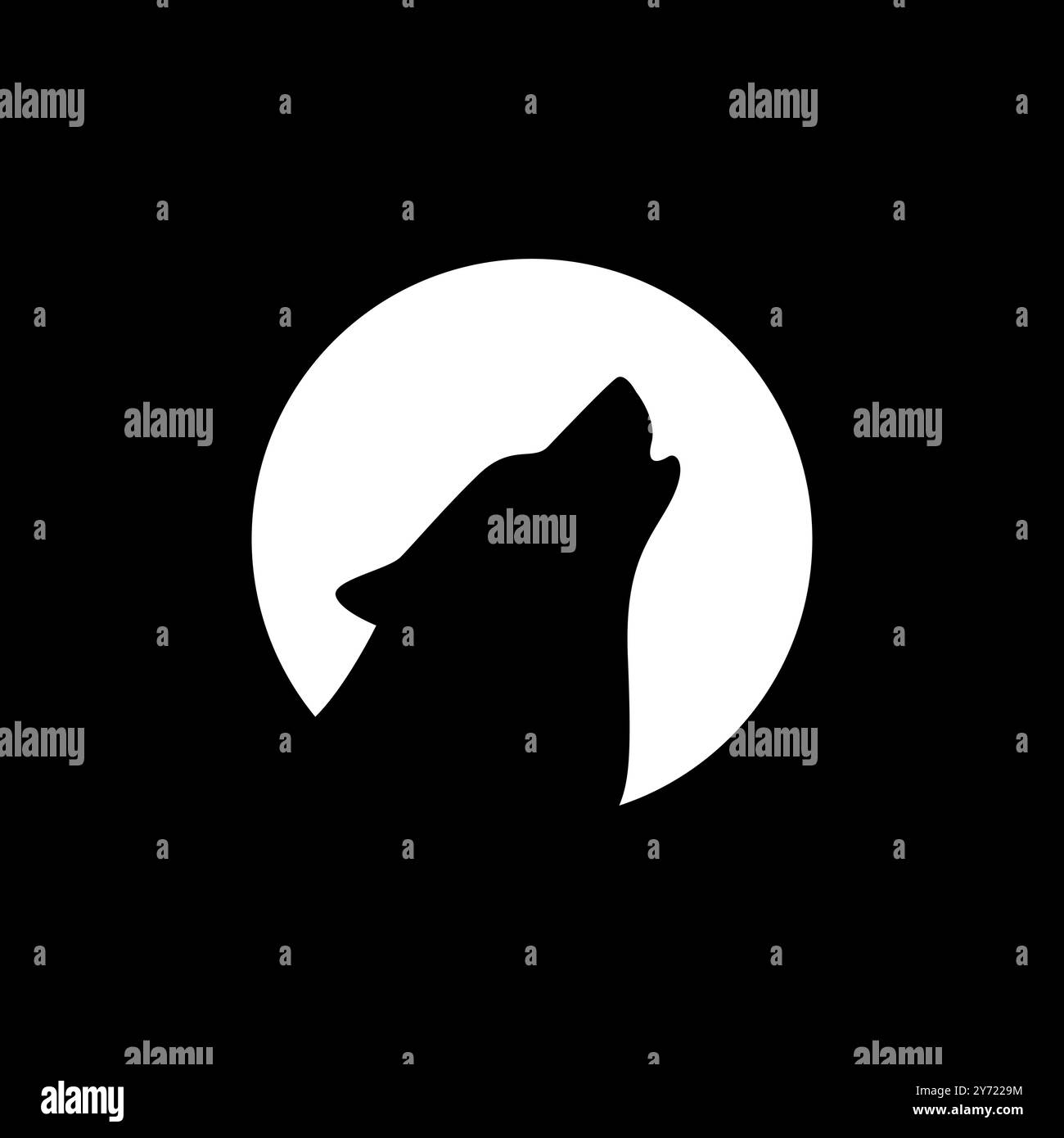 wolf howling cirlce simple modern logo design vector Stock Vector Image ...