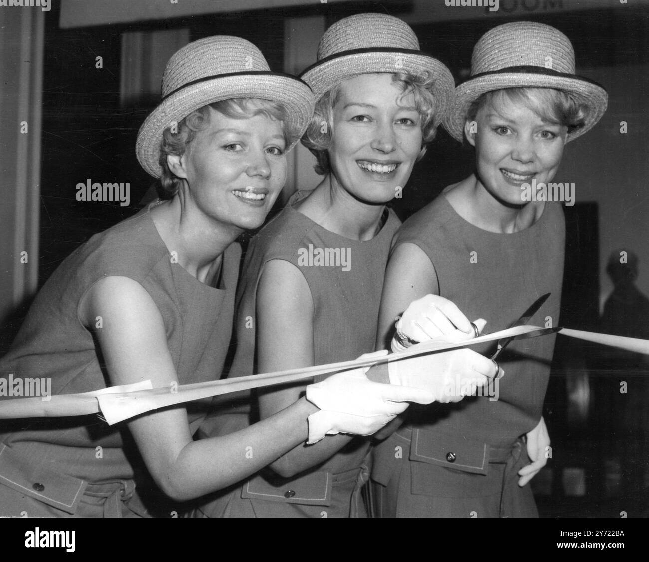 The Beverley Sisters - Teddy , Joy and Babs weating straw bowler hats ...