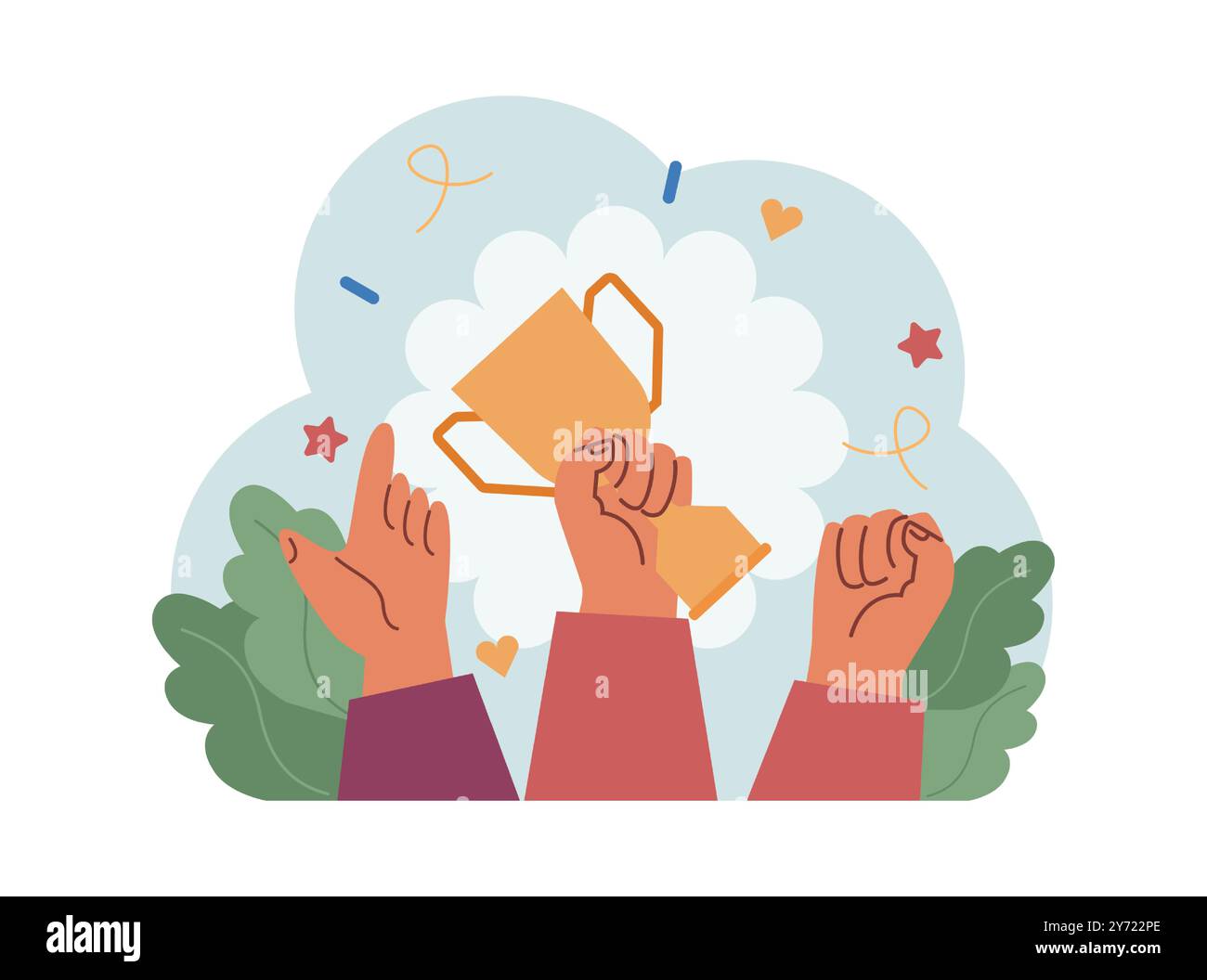 Group of people celebrating an overall victory. Teamwork or friends ...