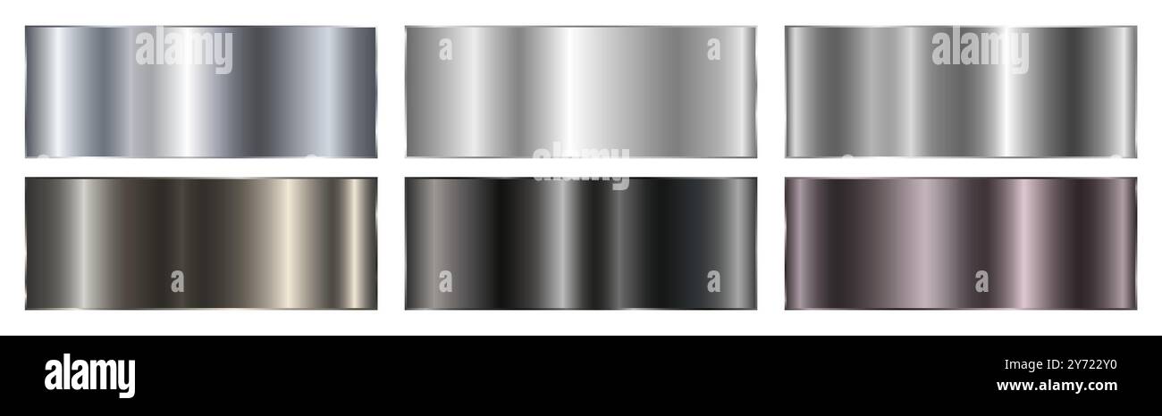 A set of dark silver metallic gradients on a white background Stock ...