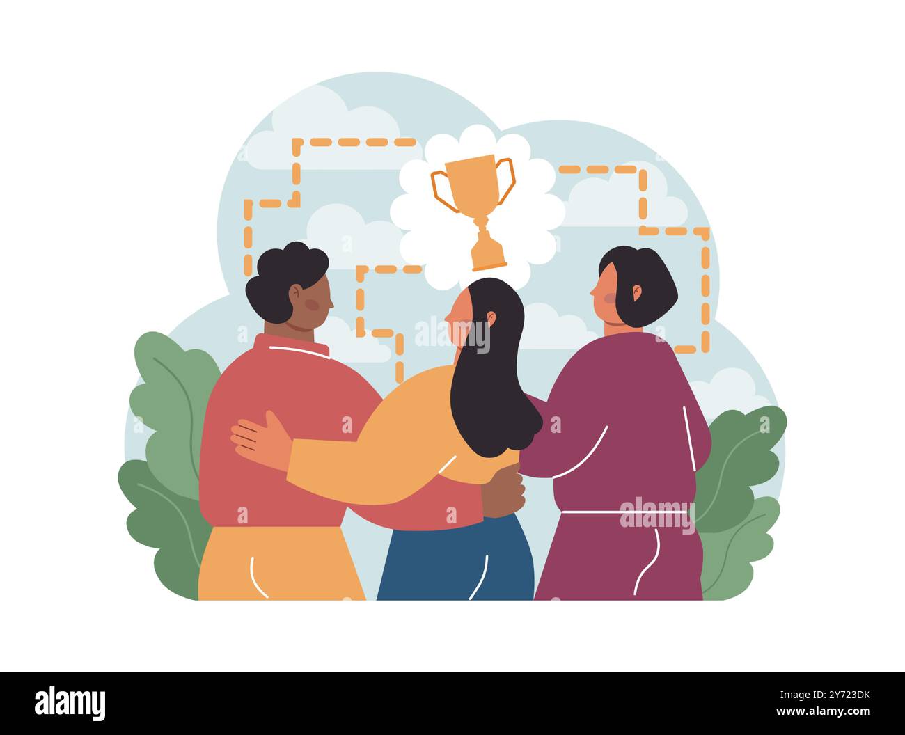 Group of people celebrating an overall victory. Teamwork or friends ...