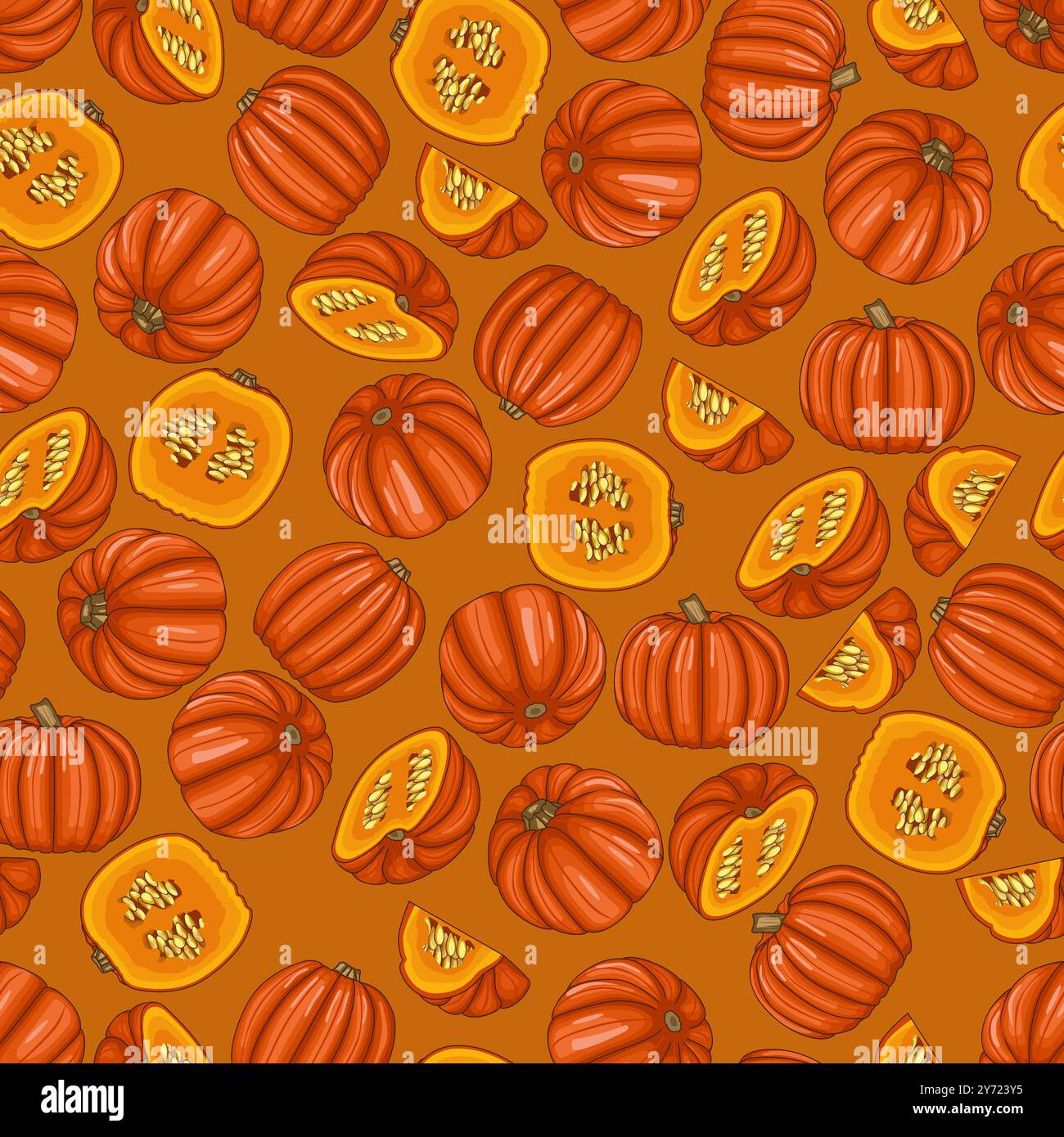 Seamless pattern with Big Max pumpkin. Winter squash. Cucurbita maxima ...